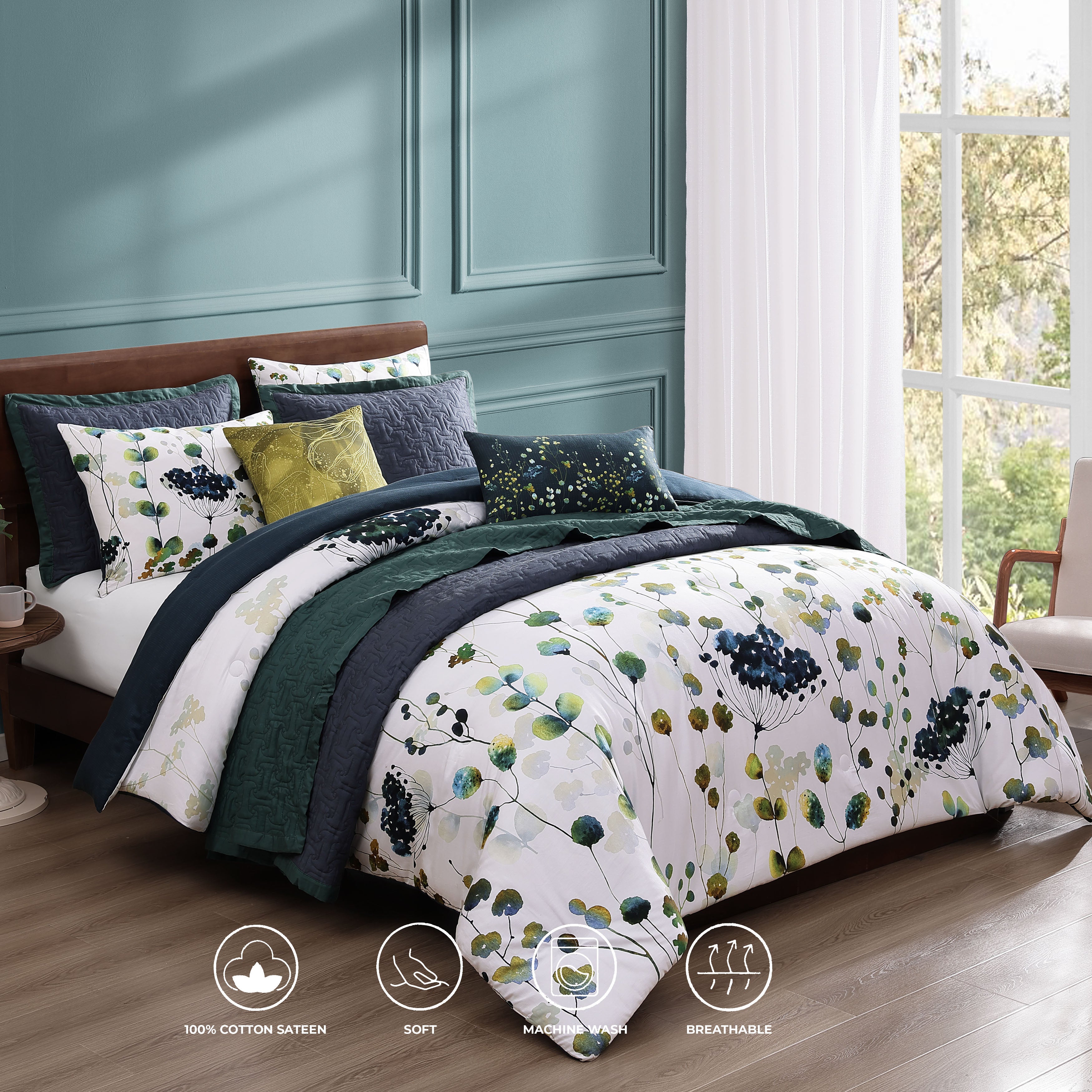 Bebejan Abstract Vines 8 Piece Reversible Comforter & Coverlet Set ...