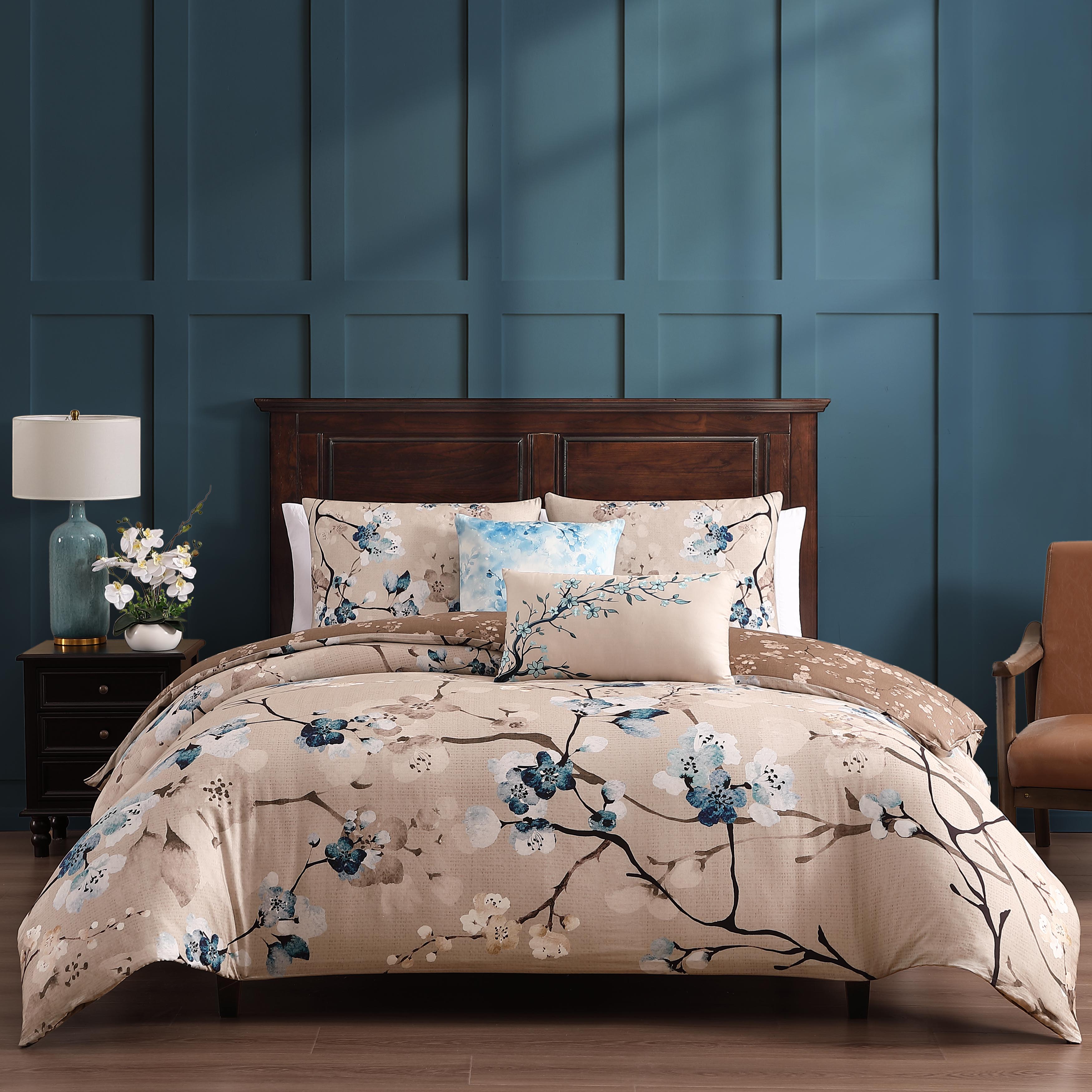 Bebejan Blue Blossom 5 Piece Reversible Comforter Set – Latest Bedding