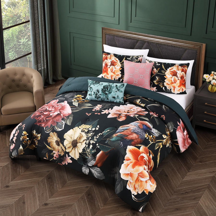 Bebejan Botanical Birds 5 Piece Reversible Comforter Set – Latest Bedding