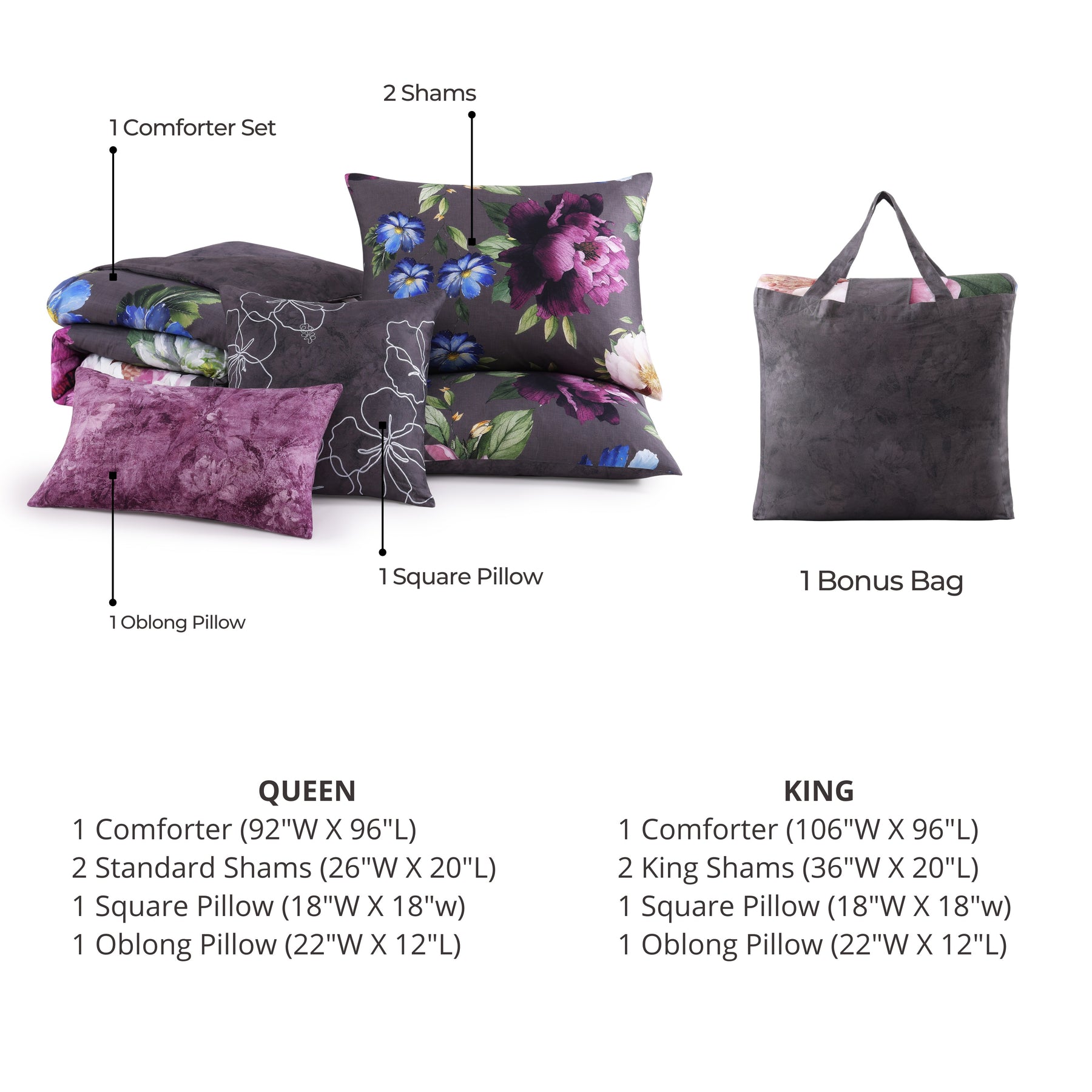 Bebejan Elegant Blossoms 5 Piece Reversible Comforter Set – Latest Bedding
