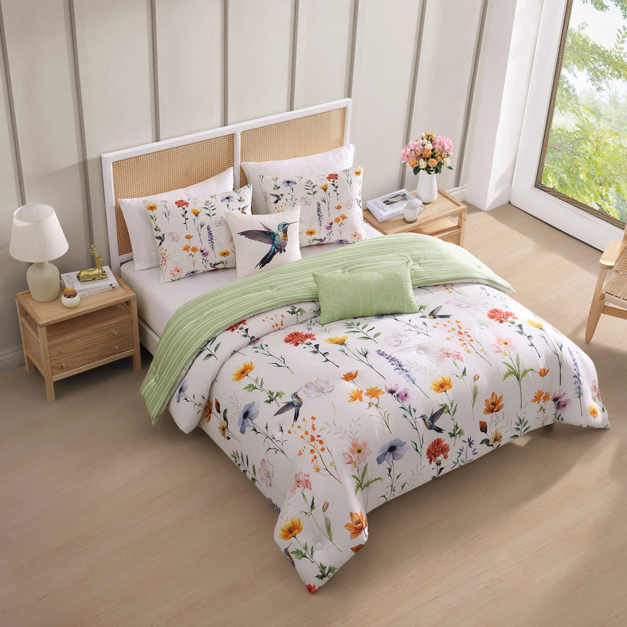 Bebejan Fresh Cut Flowers 5 Piece Reversible Comforter Set – Latest Bedding