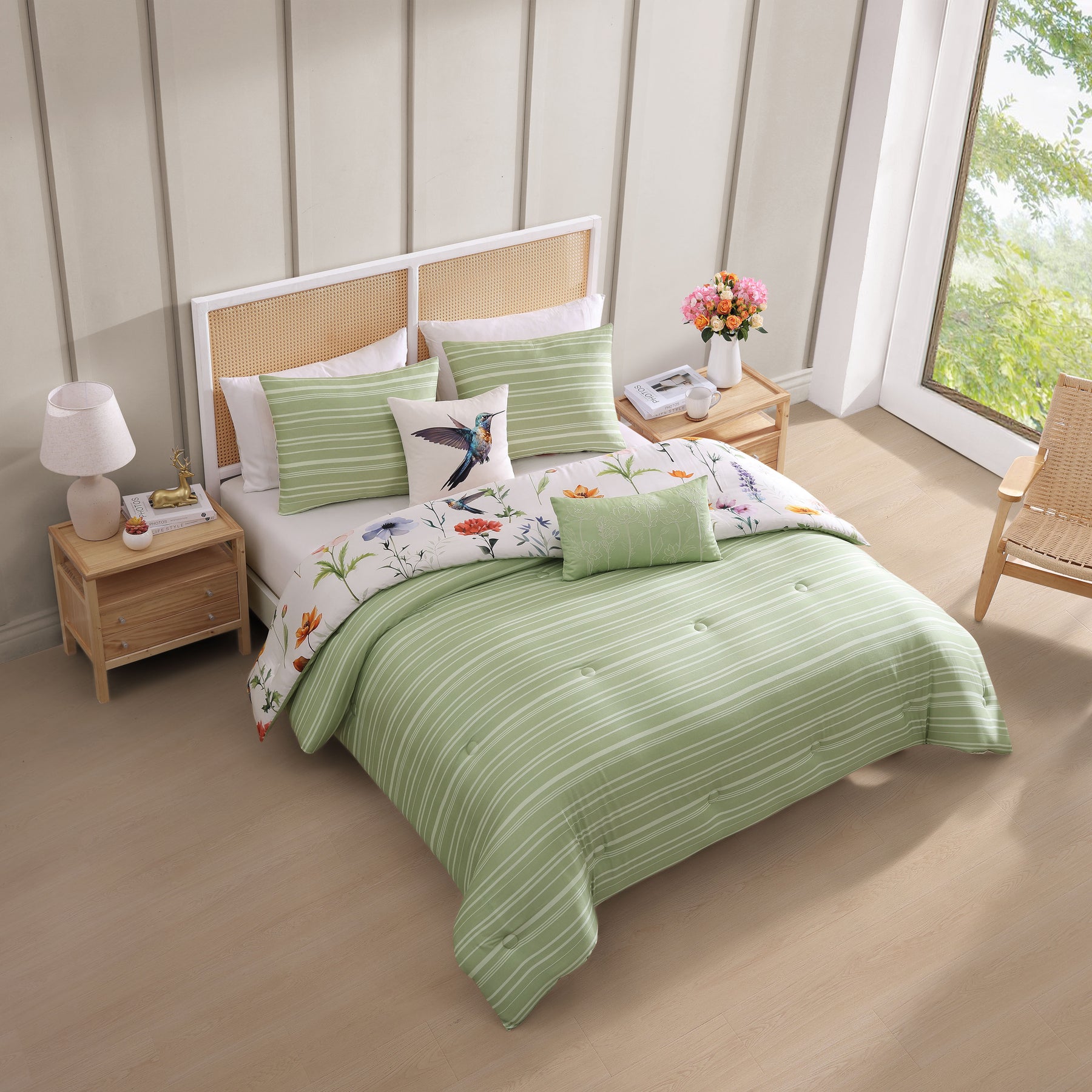 Bebejan Fresh Cut Flowers 5 Piece Reversible Comforter Set – Latest Bedding