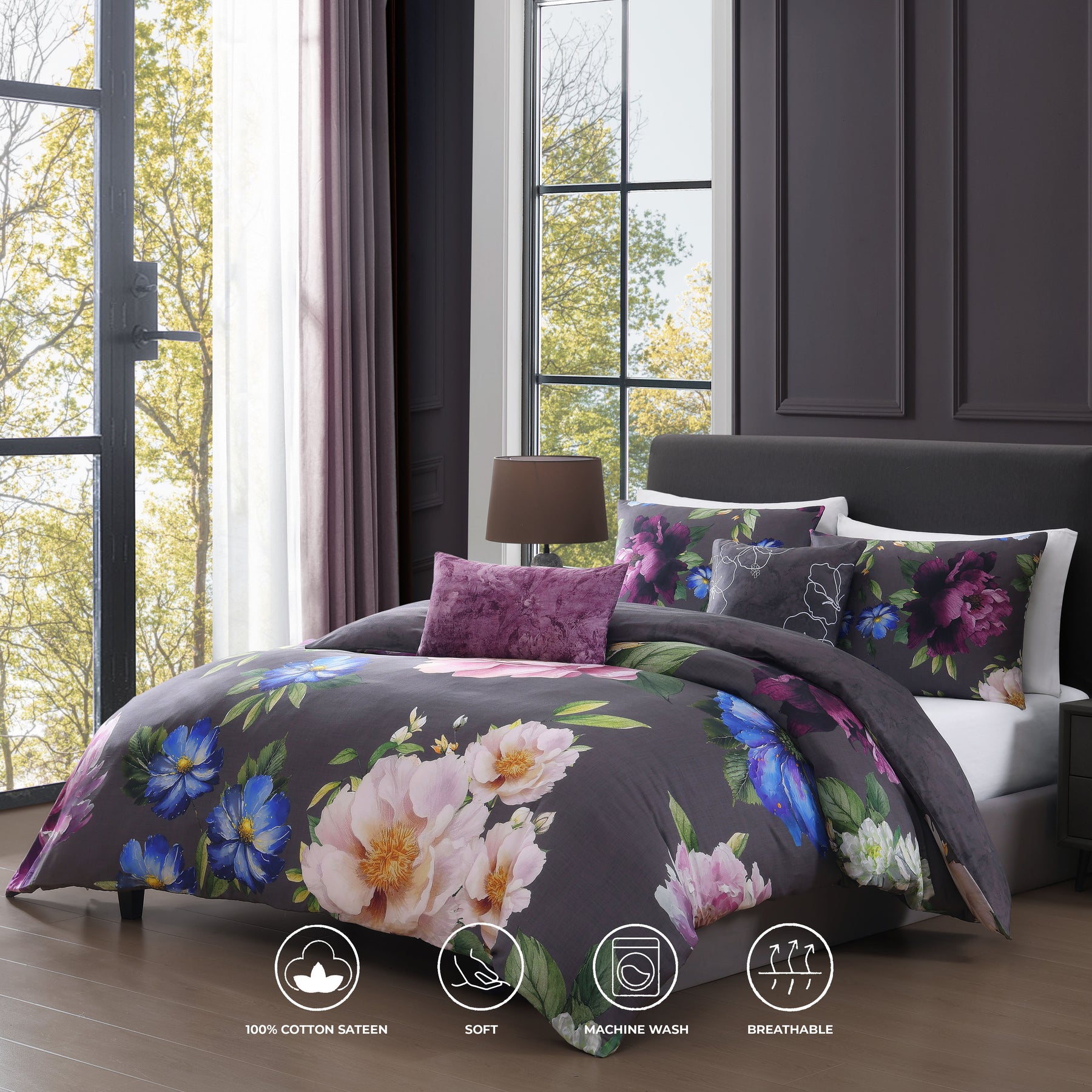 Bebejan Elegant Blossoms 5 Piece Reversible Comforter Set – Latest Bedding