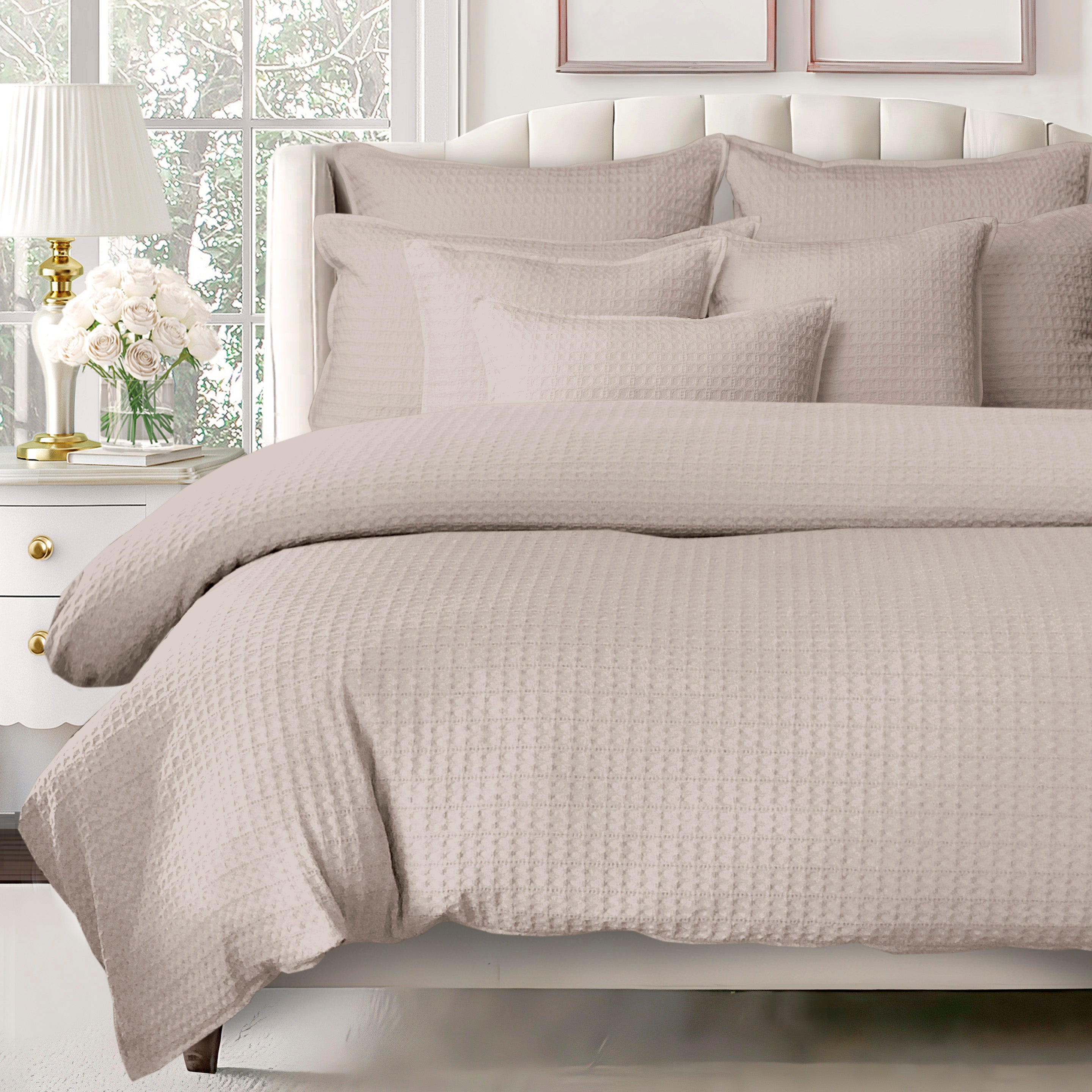 Honeycomb Waffle Natural 8 Piece Comforter Set – Latest Bedding