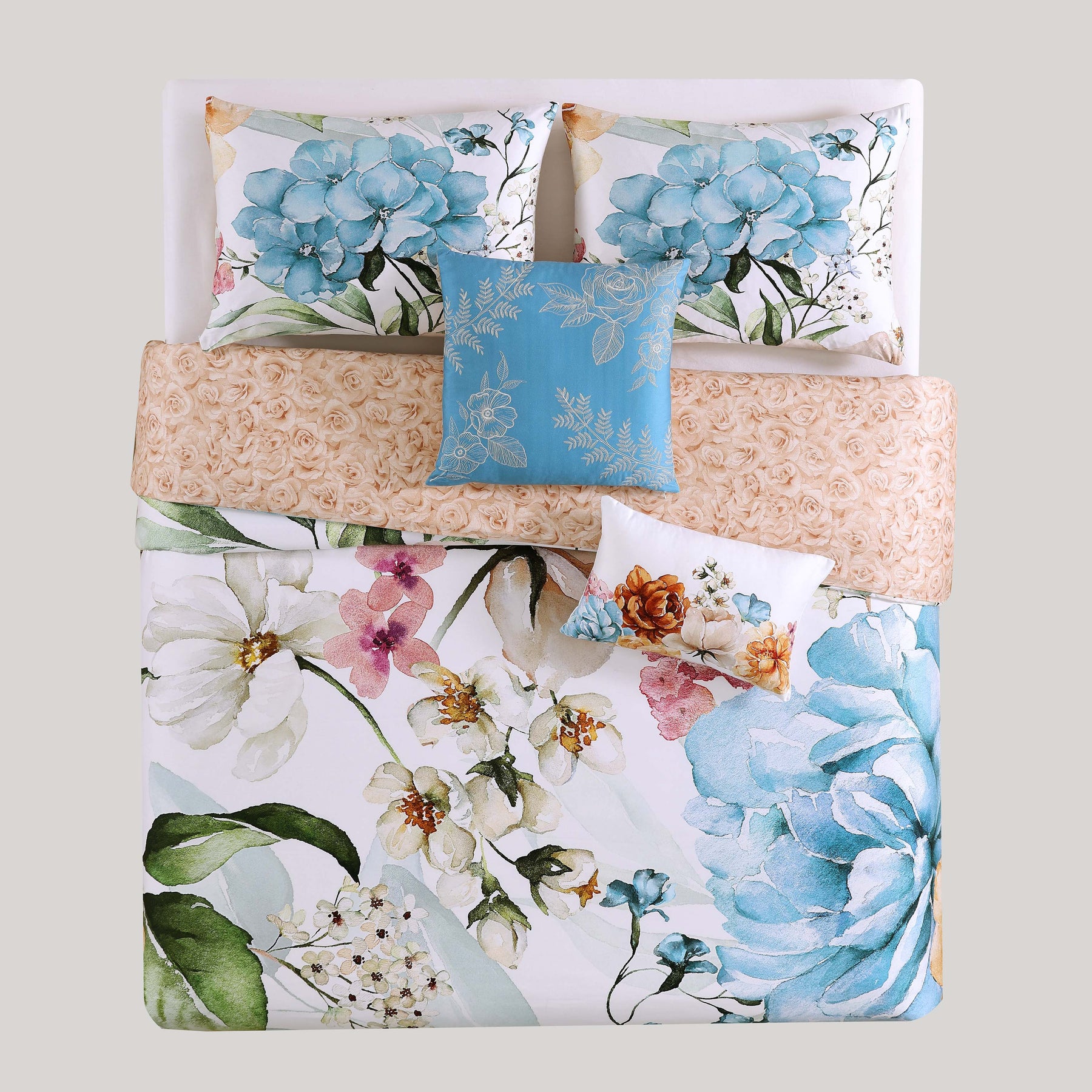 Bebejan Maia Blue 5 Piece Reversible Comforter Set – Latest Bedding