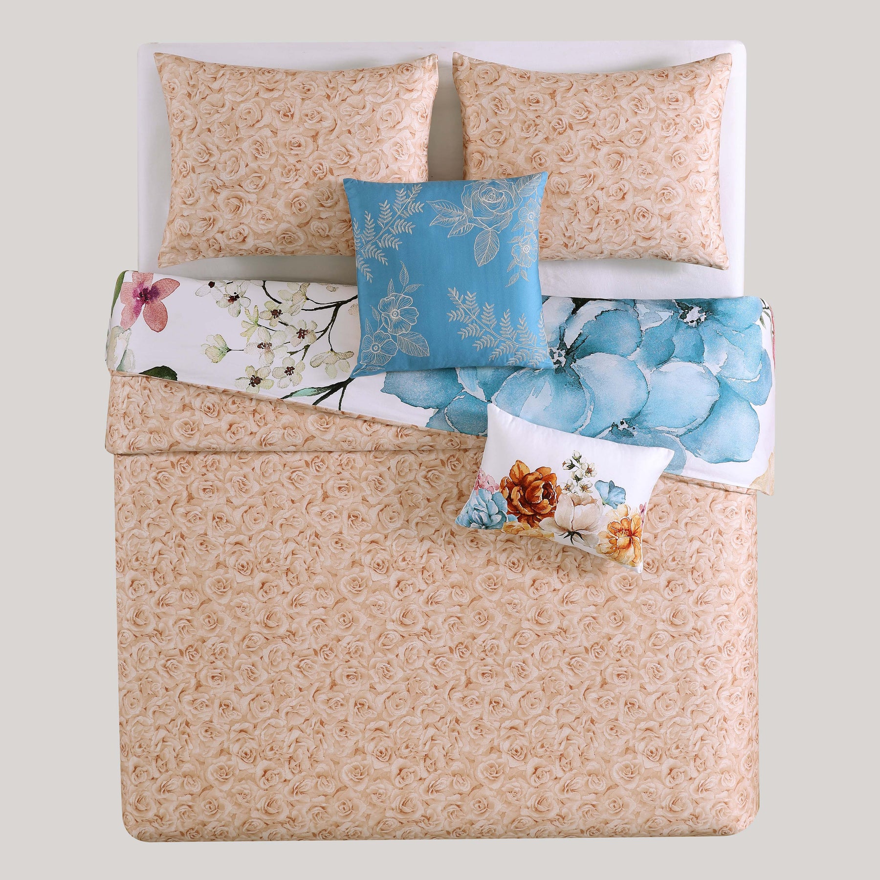 Bebejan Maia Blue 5 Piece Reversible Comforter Set – Latest Bedding