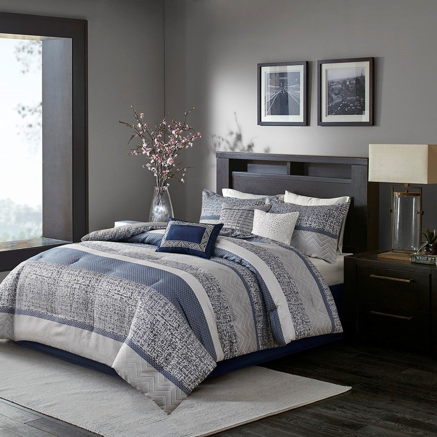 Rhapsody Navy 7-Piece Comforter Set – Latest Bedding