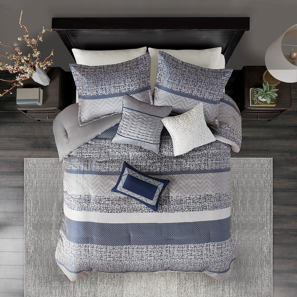 Rhapsody Navy 7-Piece Comforter Set – Latest Bedding