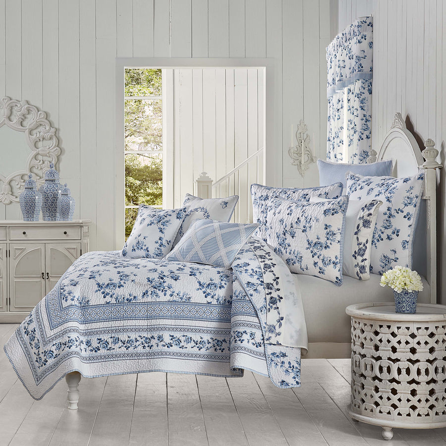 Rialto French Blue 4-Piece Comforter Set By J Queen – Latest Bedding